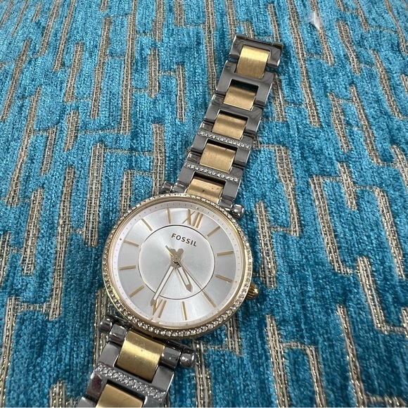 Fossil | Accessories | Authentic Fossil Watch Silver Gold Diamond Face ...